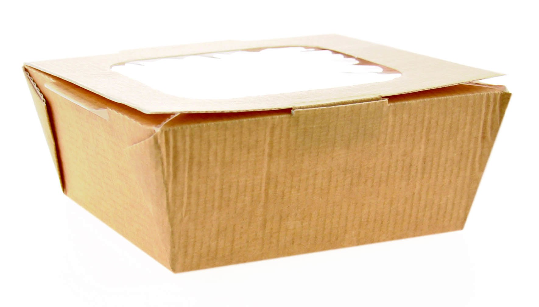 Bio Snack Box aus Karton, braun, 1000 ml, Deckel mit Fenster Partybedarf.ch